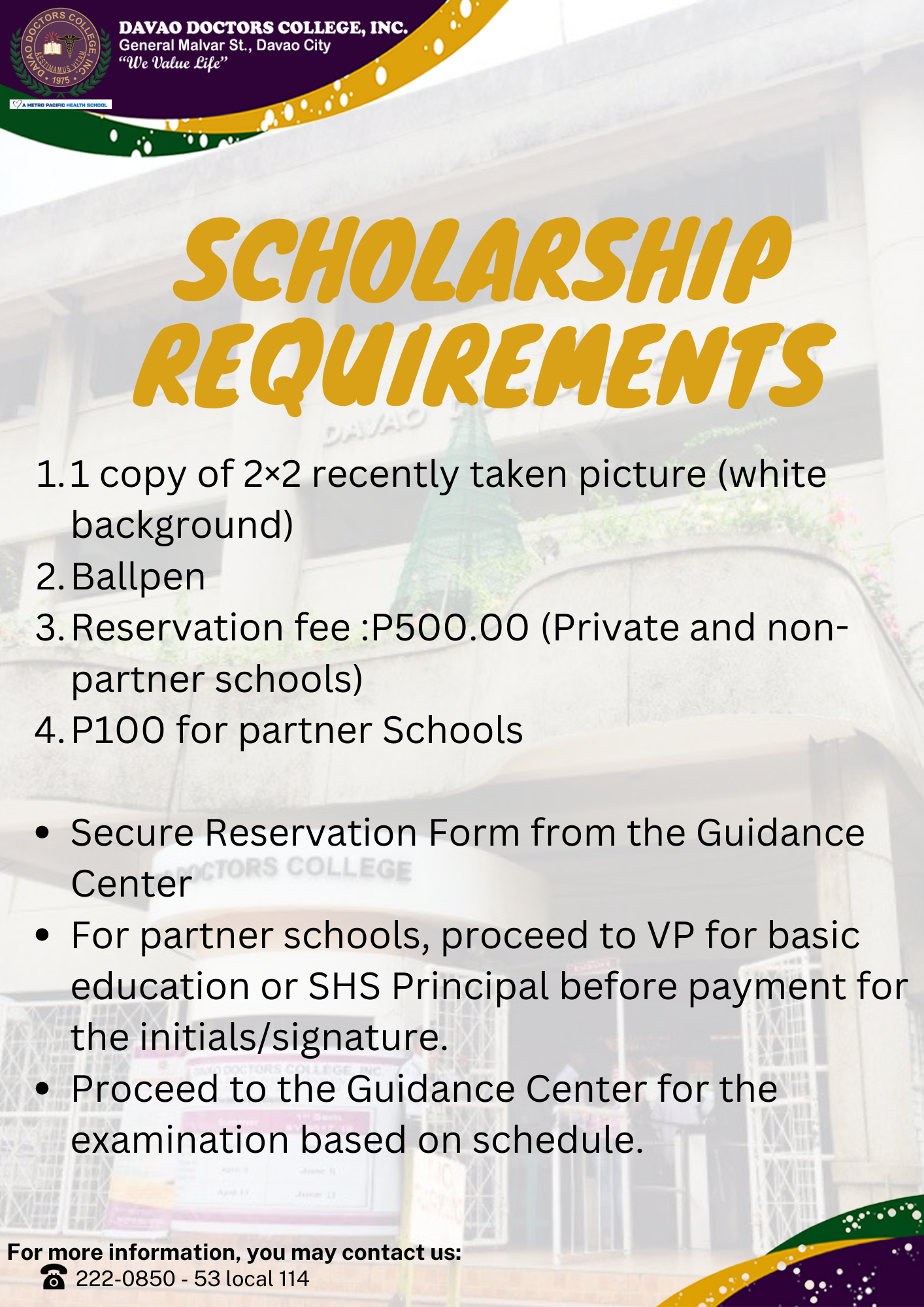 Scholarship Requirements – Davao Doctors College, Inc.