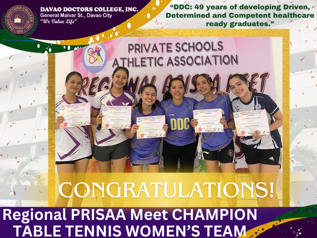 TABLE TENNIS REGIONAL PRISAA MEET WINNERS – Davao Doctors College, Inc.